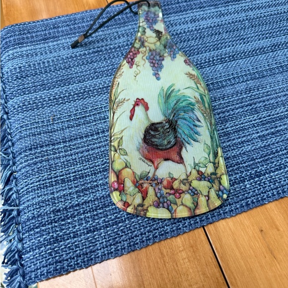 Dining | Wine Bottle Cheese Cutting Board Rooster Design Trivet ...